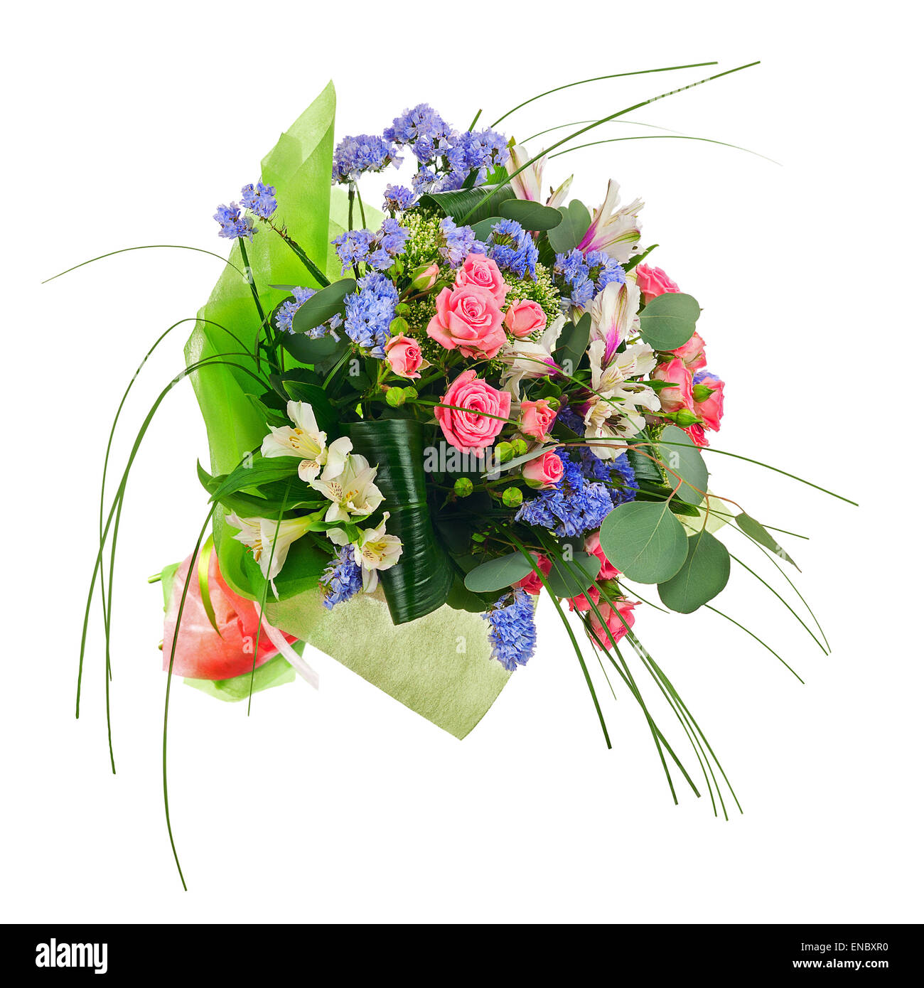 Flower bouquet from multi colored roses, lilies and other flowers ...