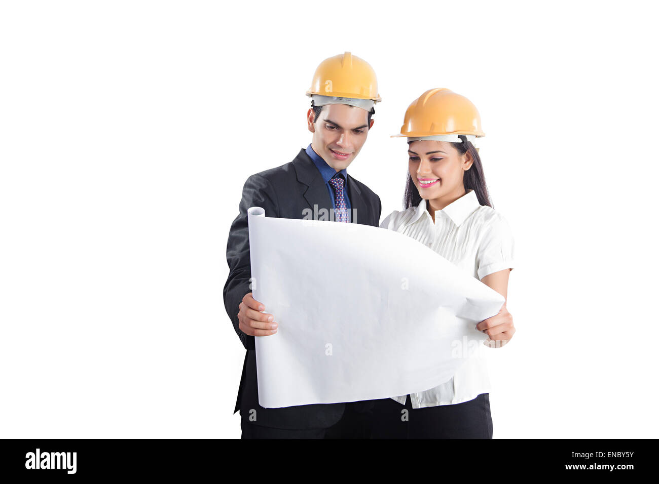 2 indian Engineer Colleague map Checking Stock Photo - Alamy
