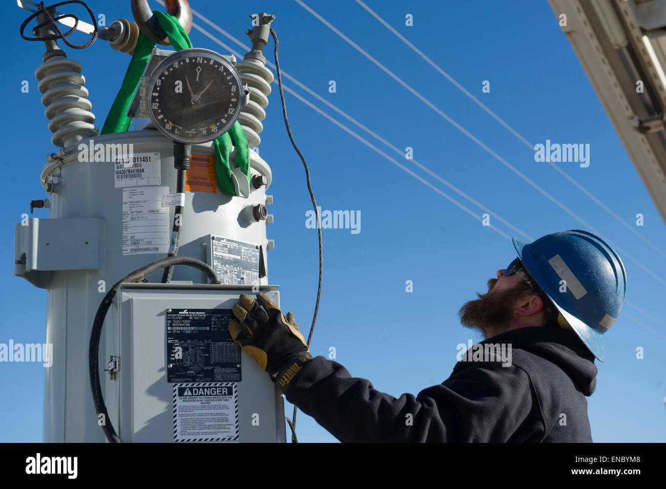electrical utility lines for Tri-County Electric Coop TCEC Stock Photo ...