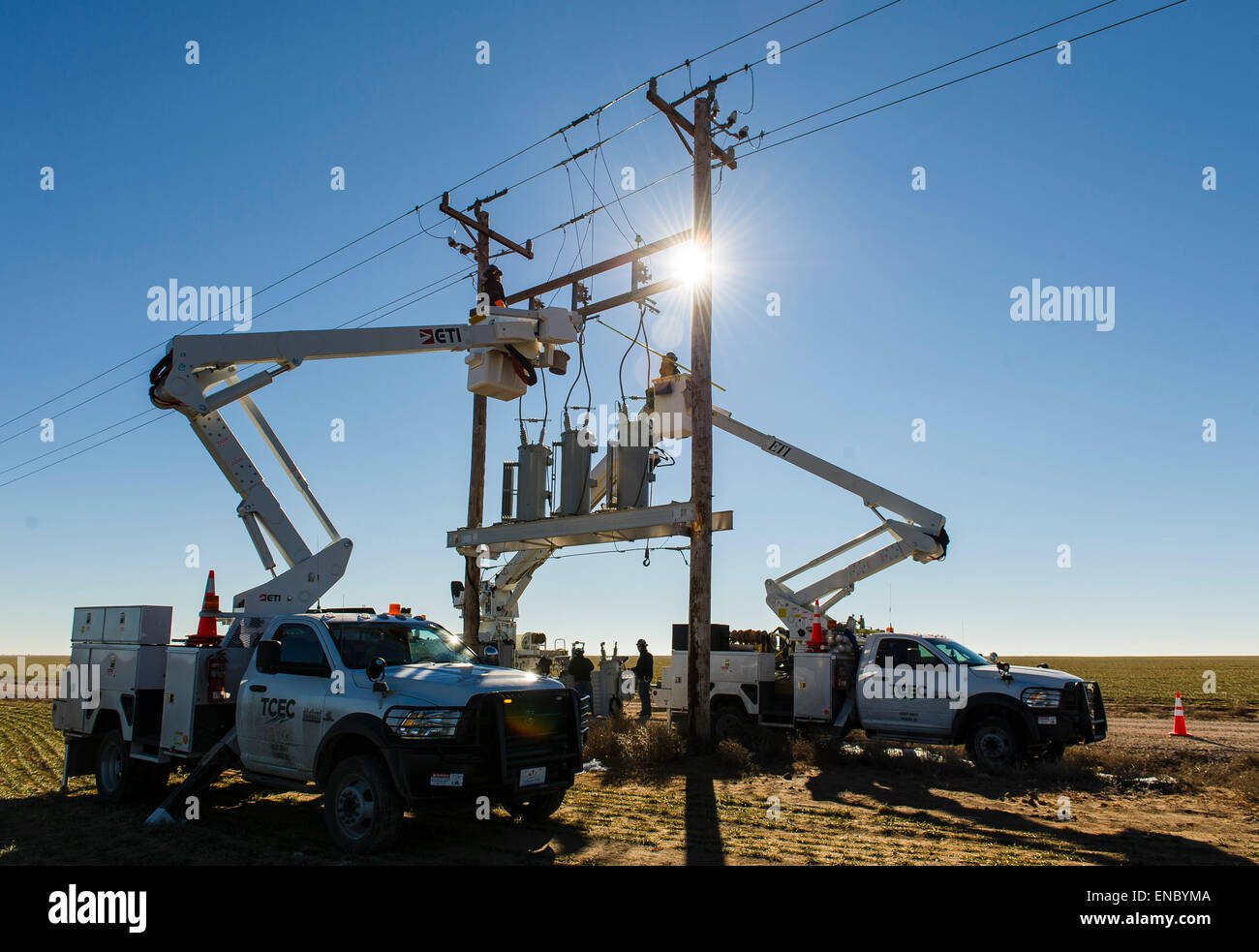 electrical utility lines for Tri-County Electric Coop TCEC Stock Photo ...