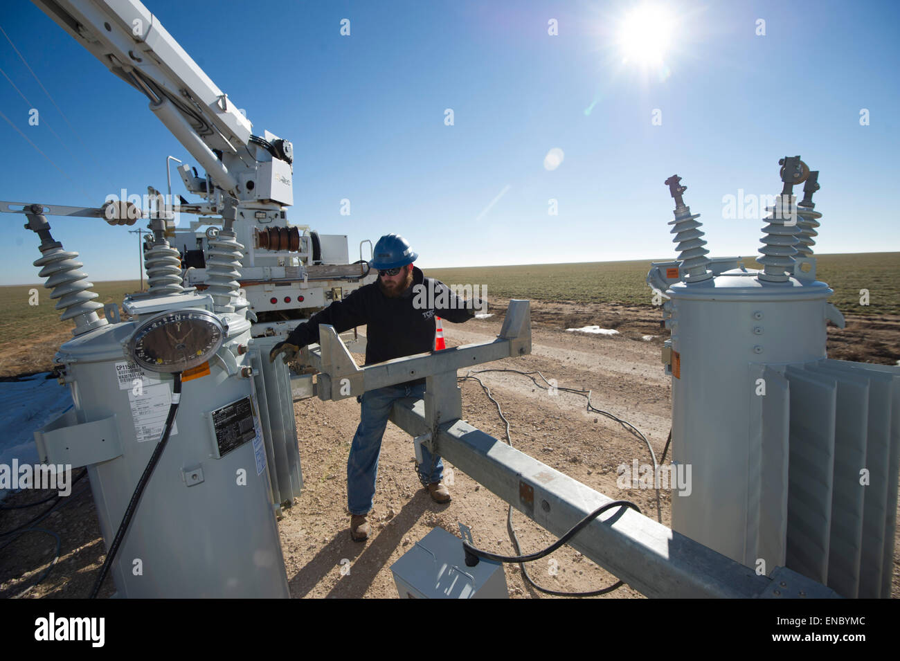 electrical utility lines for Tri-County Electric Coop TCEC Stock Photo ...