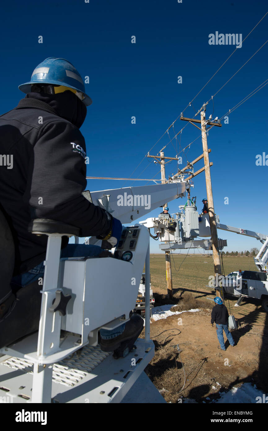 electrical utility lines for Tri-County Electric Coop TCEC Stock Photo ...