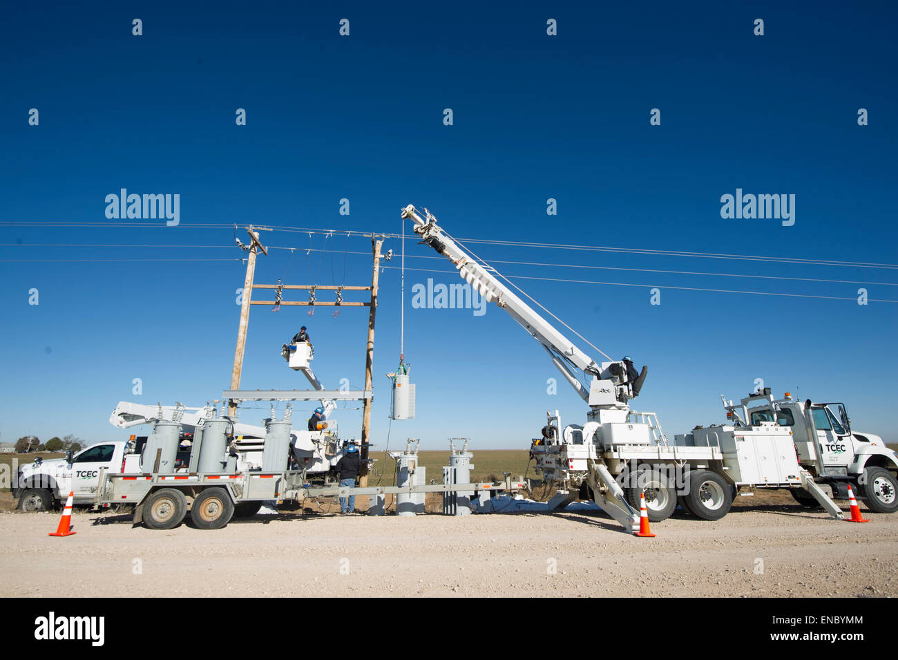 electrical utility lines for Tri-County Electric Coop TCEC Stock Photo ...