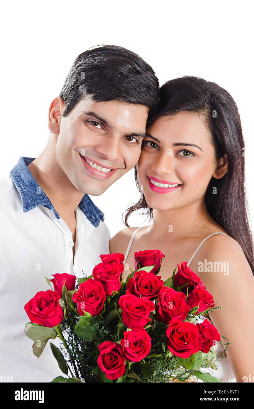 2 indian Married Couples rose Bouquet Surprise Valentine Day Stock ...
