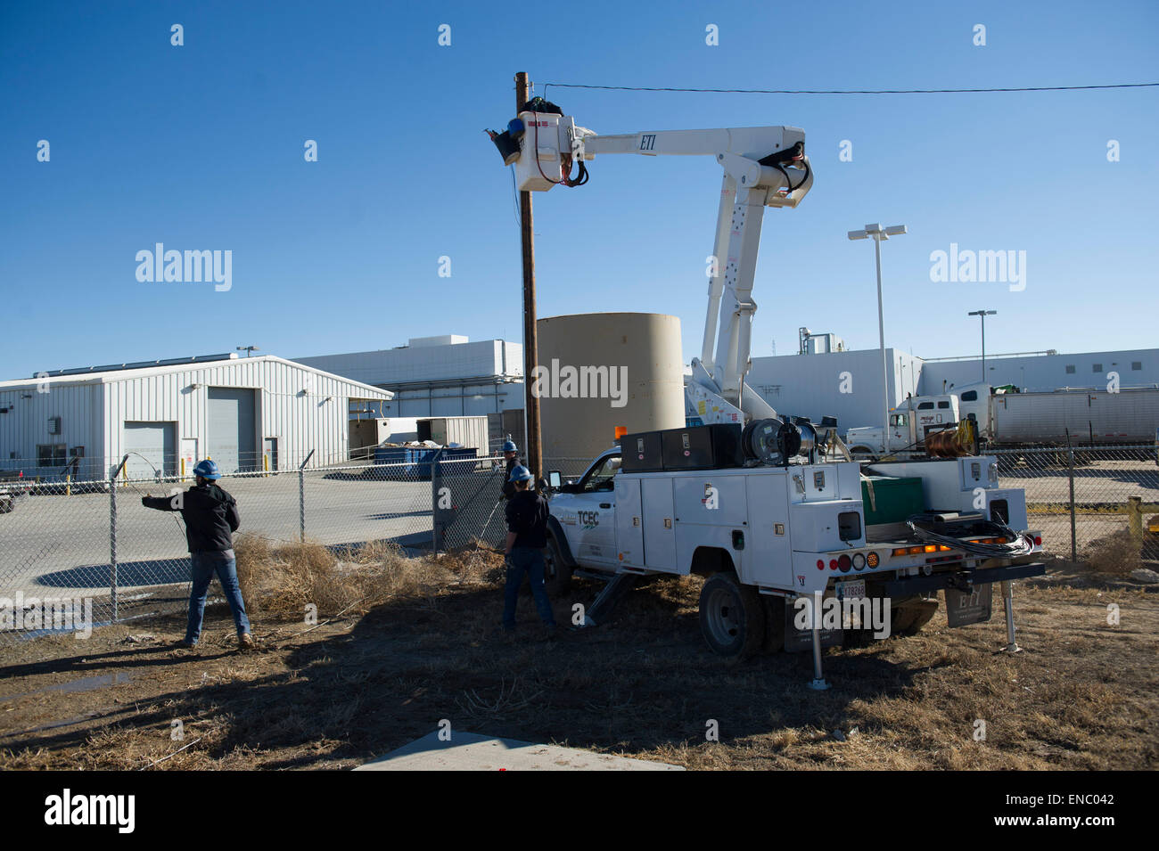electrical utility lines for Tri-County Electric Coop TCEC Stock Photo ...