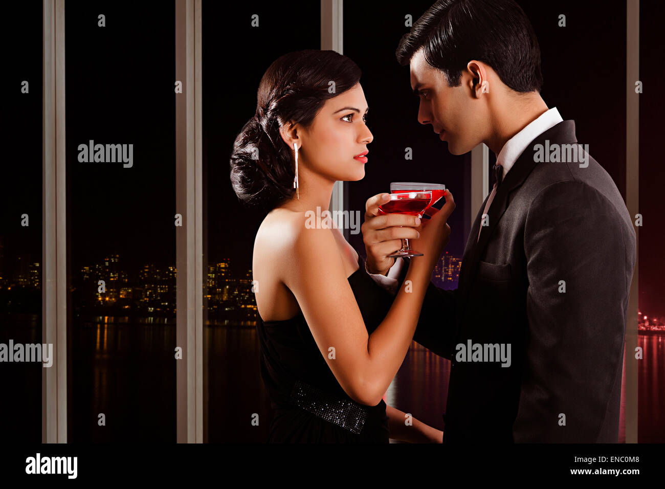 2 indian business Couple Drinking Alcohol Party enjoy Stock Photo - Alamy