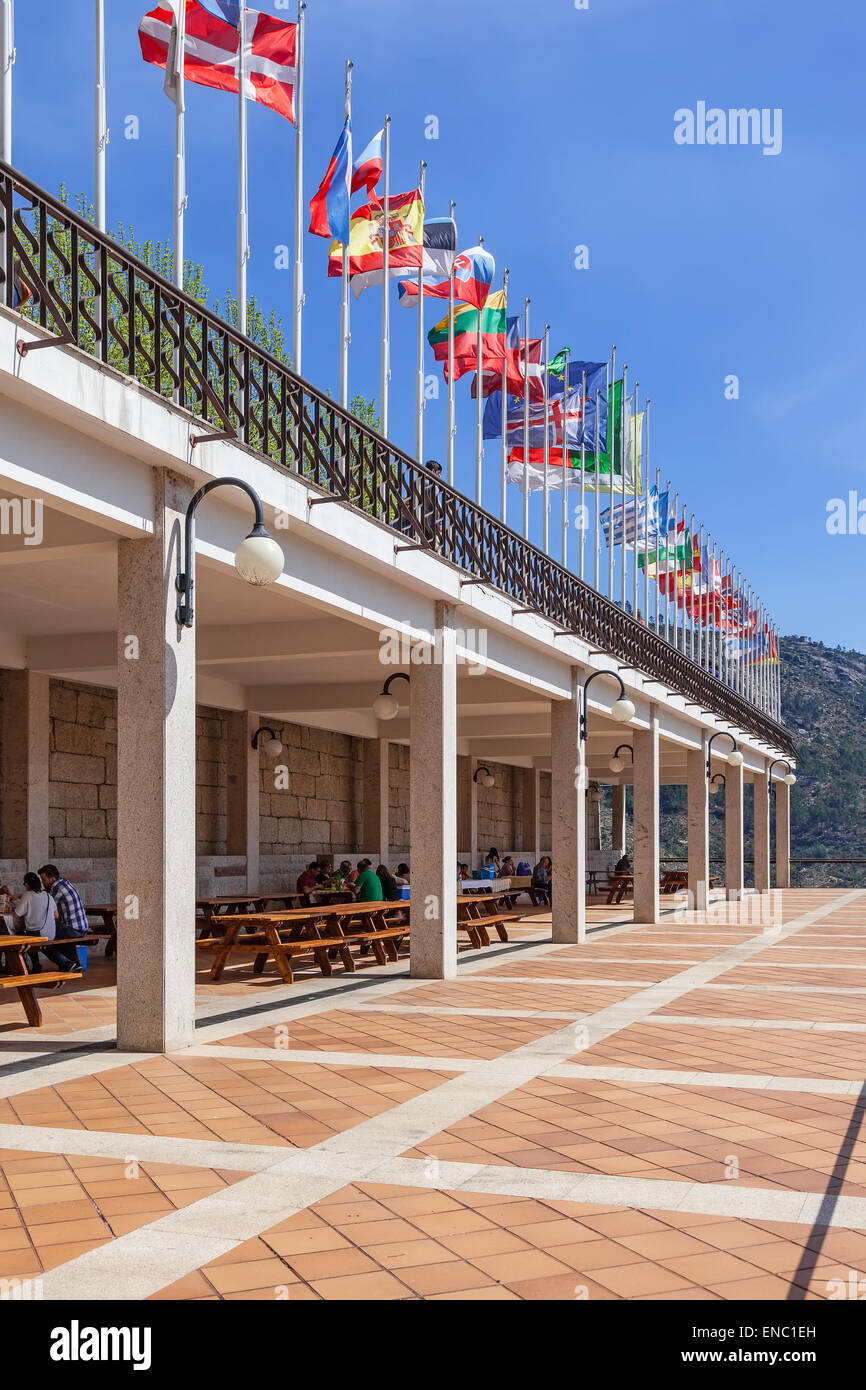 Sao Bento da Porta Aberta. World flags around the Basilica. 2nd most ...
