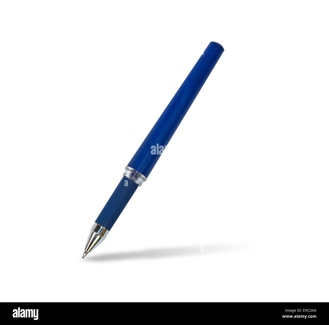 Blue plastic pen isolated on white background Stock Photo - Alamy