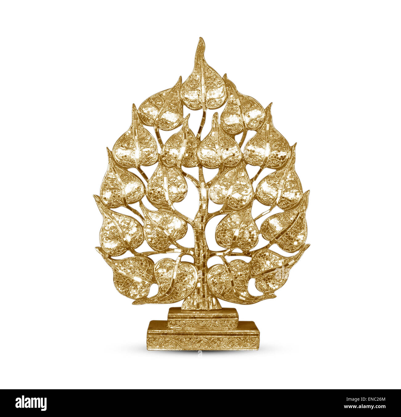 Buddhist sculpture golden tree made of stucco Stock Photo - Alamy