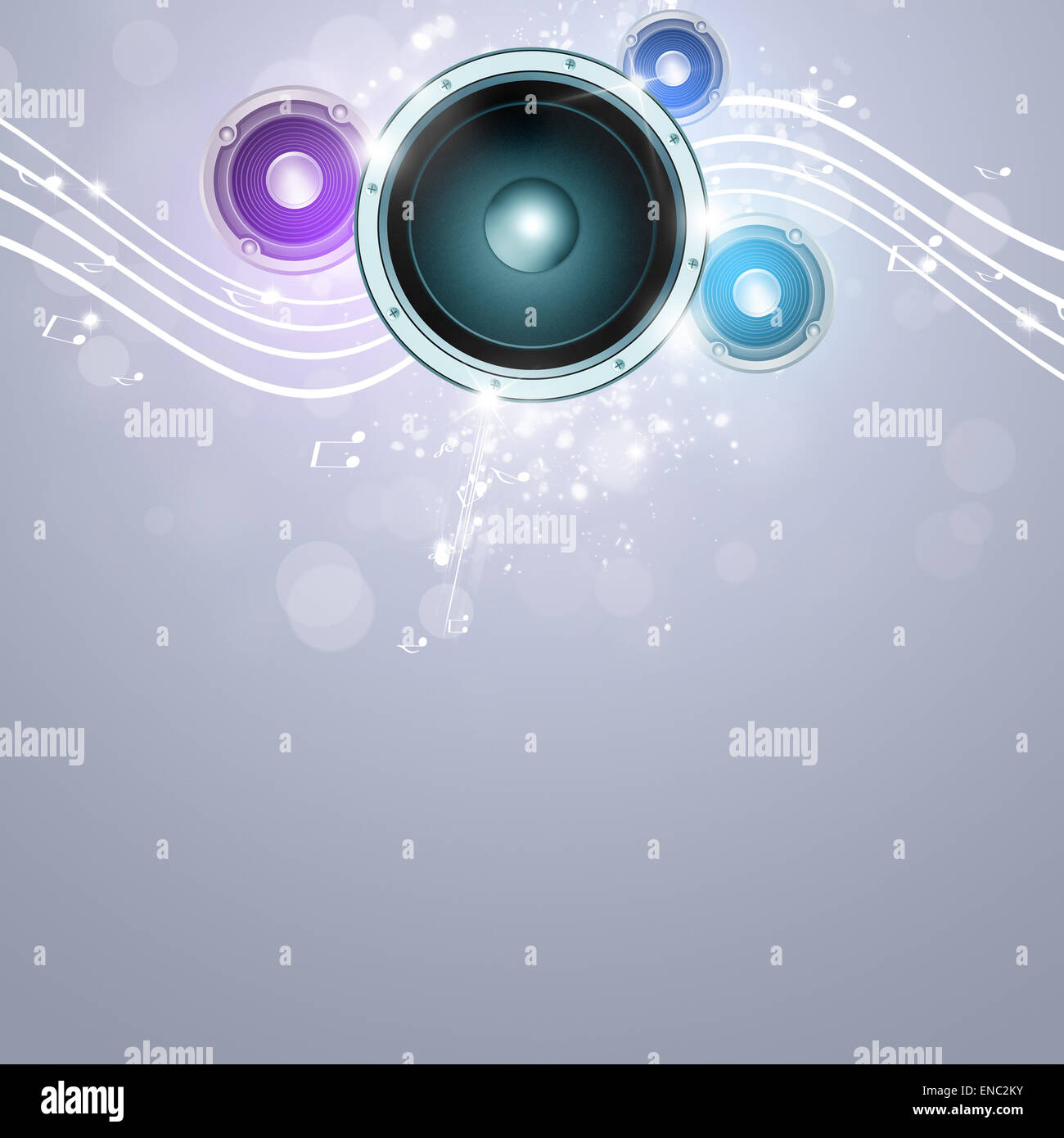 funky bright music sound speaker background with music notes Stock ...