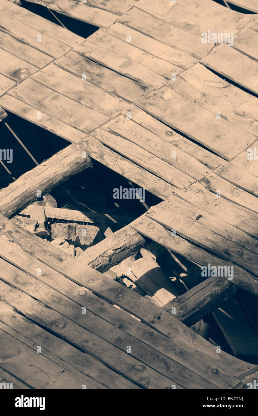 Broken wooden roof Stock Photo - Alamy