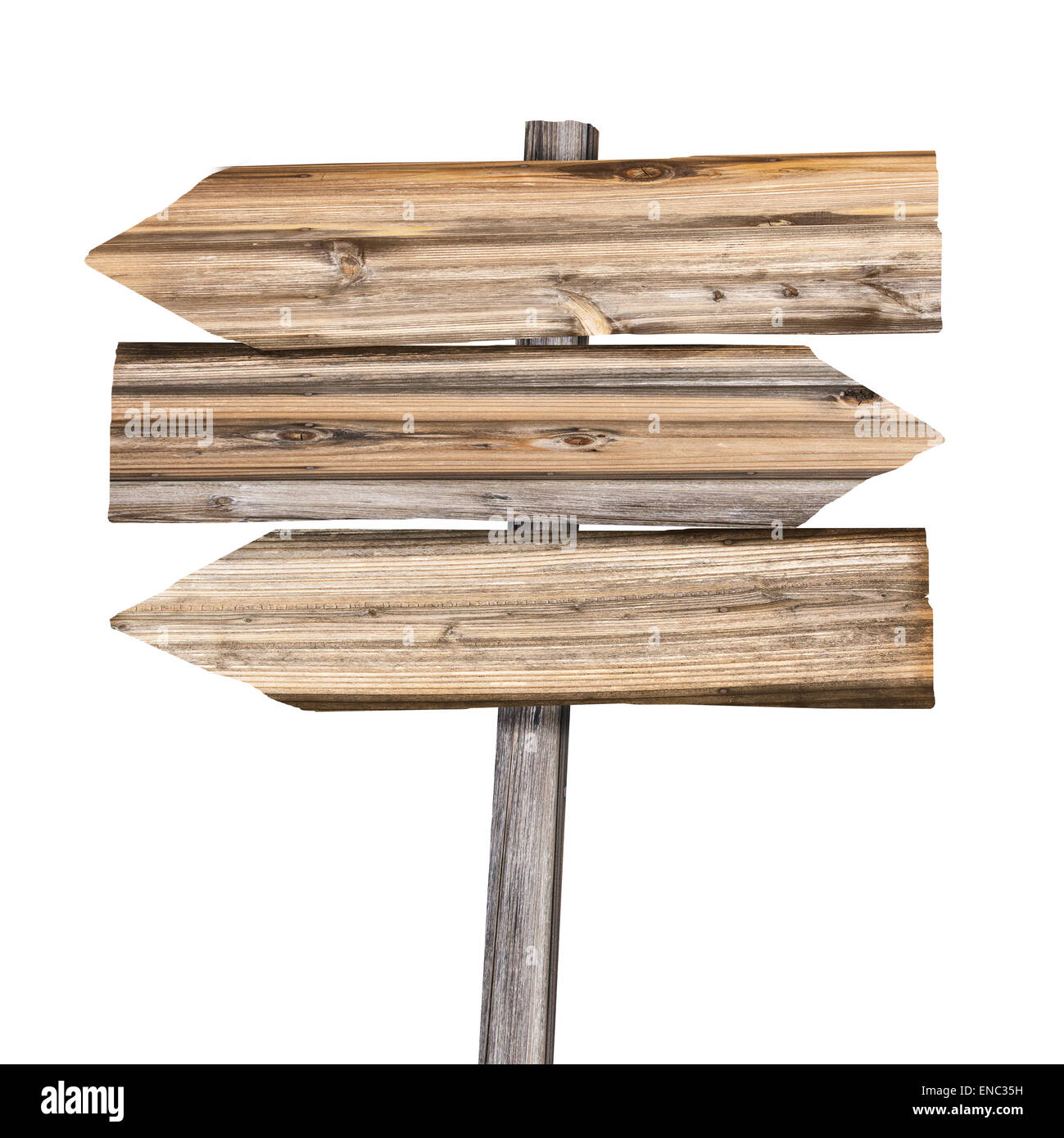 Wooden sign arrow isolated on white background Stock Photo - Alamy