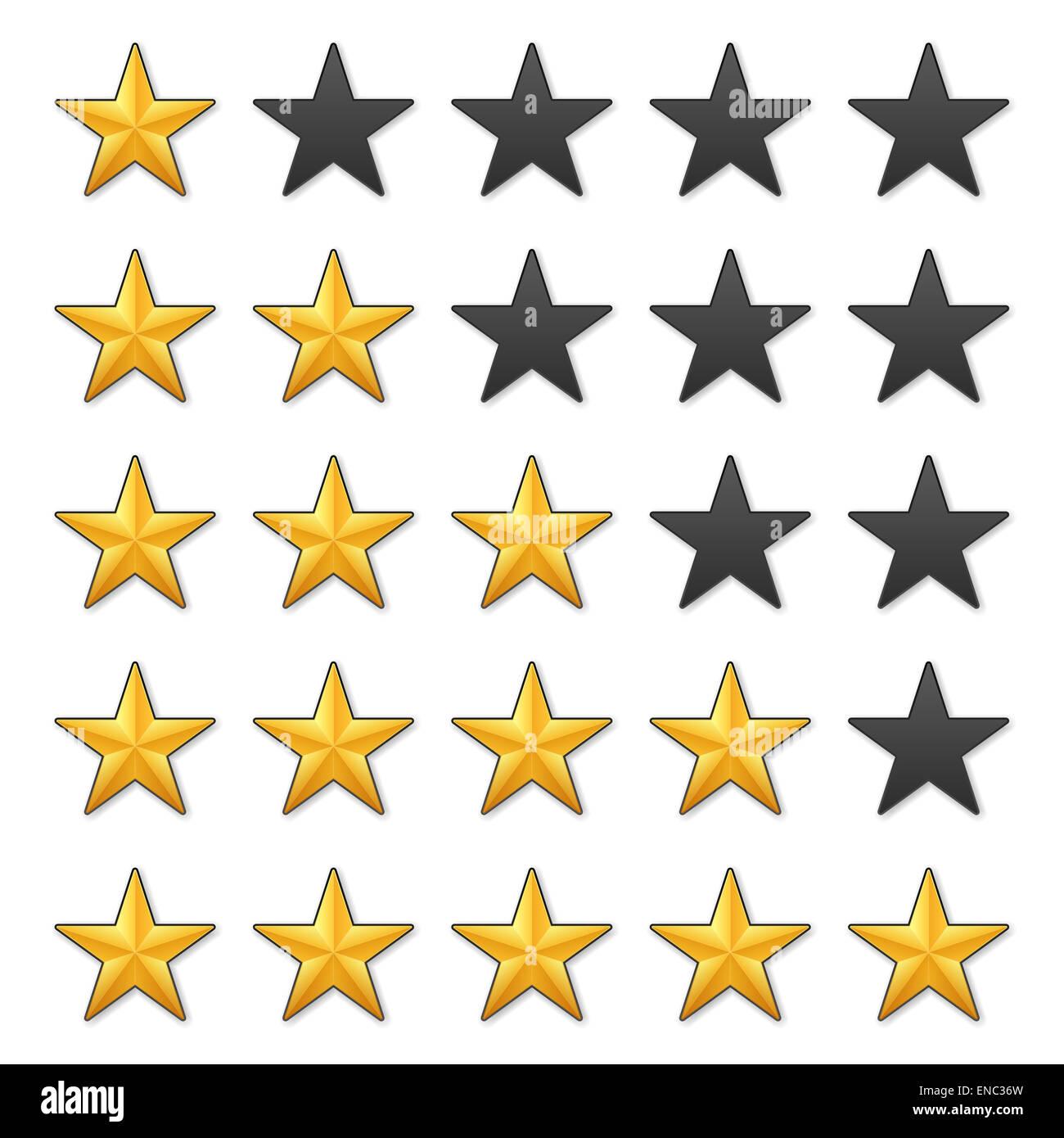 Golden stars rating on a white background Stock Photo - Alamy