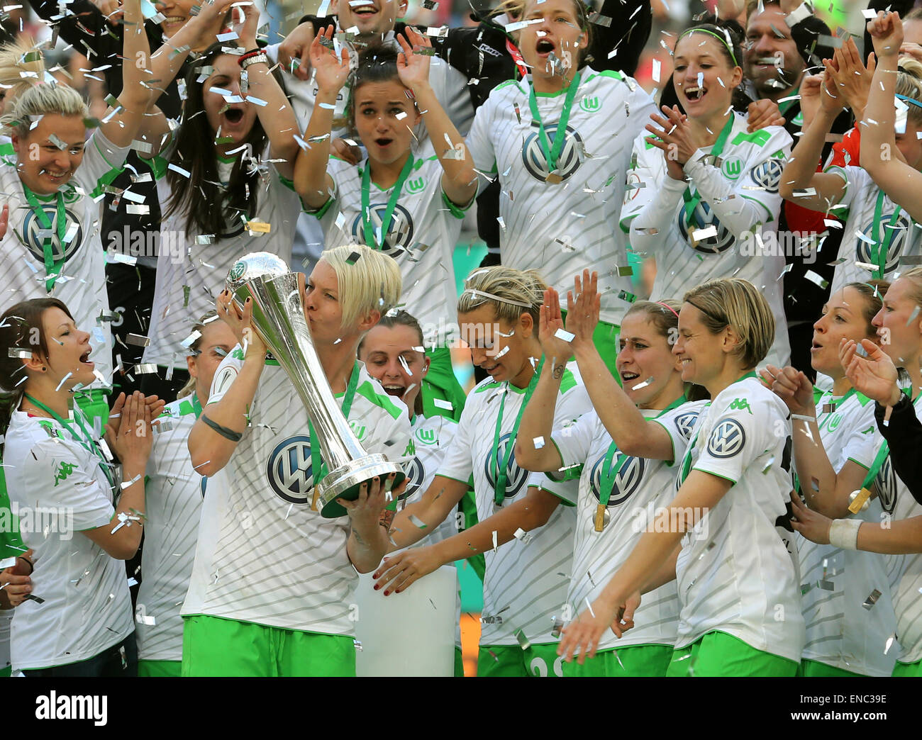 Cologne, Germany. 1st May, 2015. Wolfsburg's team captain Nilla Fischer ...