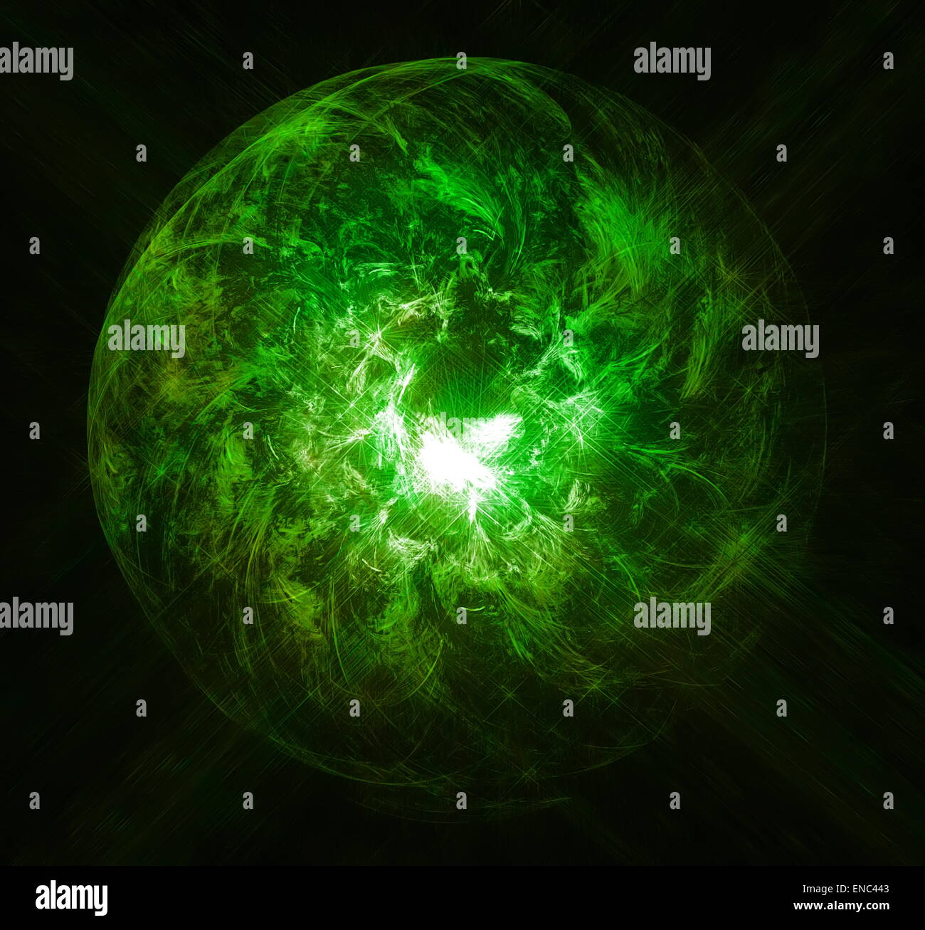 Magic ball burning green flame. Fractal art graphics Stock Photo - Alamy