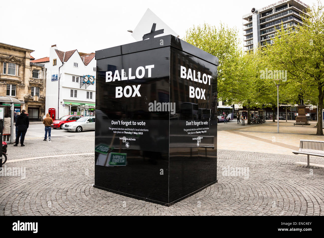 Giant ballot box in the centre of Bristol, UK. 2nd May, 2015 Stock ...