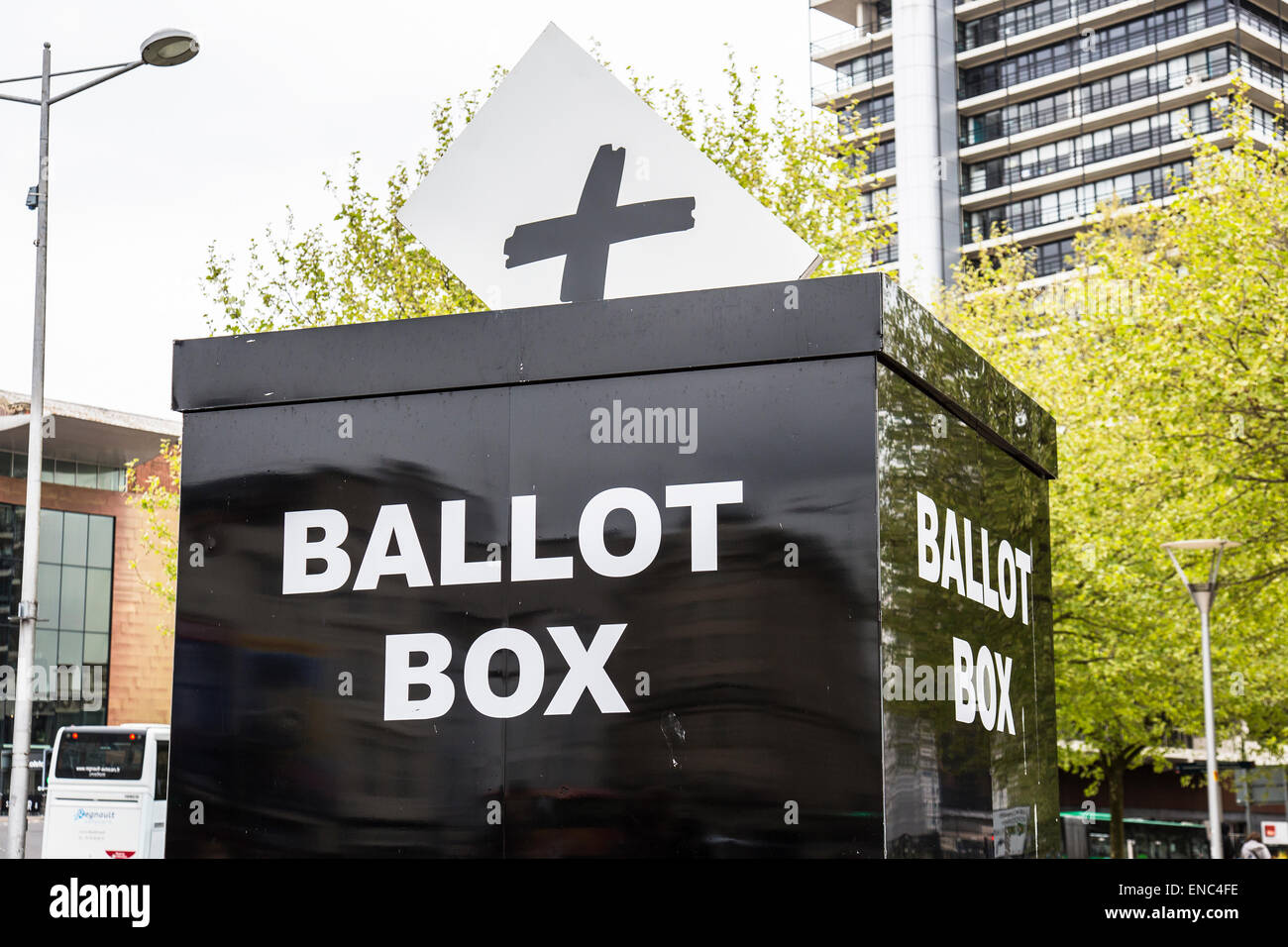 Giant ballot box in the centre of Bristol, UK. 2nd May, 2015 Stock ...