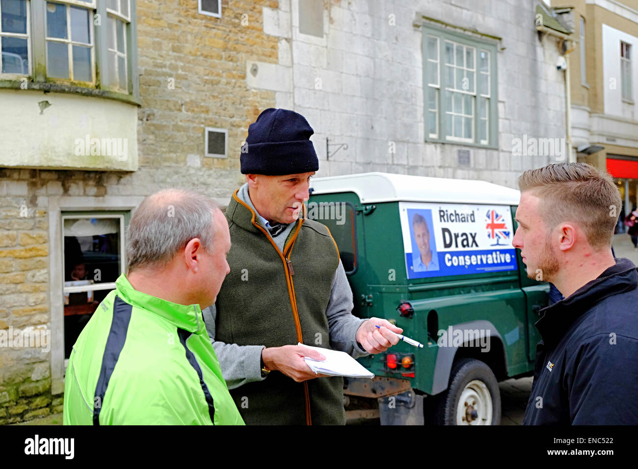 Weymouth, Dorset, 2 May 2015: Richard Drax, Conservative candidate for ...