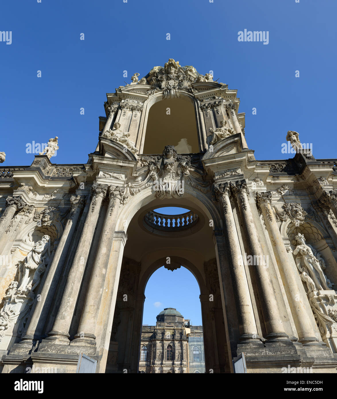 Crown Gate, the Baroque arched tower of main entrance in Zwinger ...