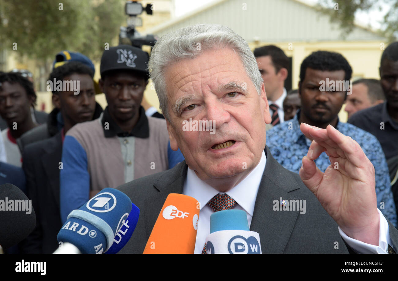 Marsa, Malta. 30th Apr, 2015. German President Joachim Gauck delivers a ...