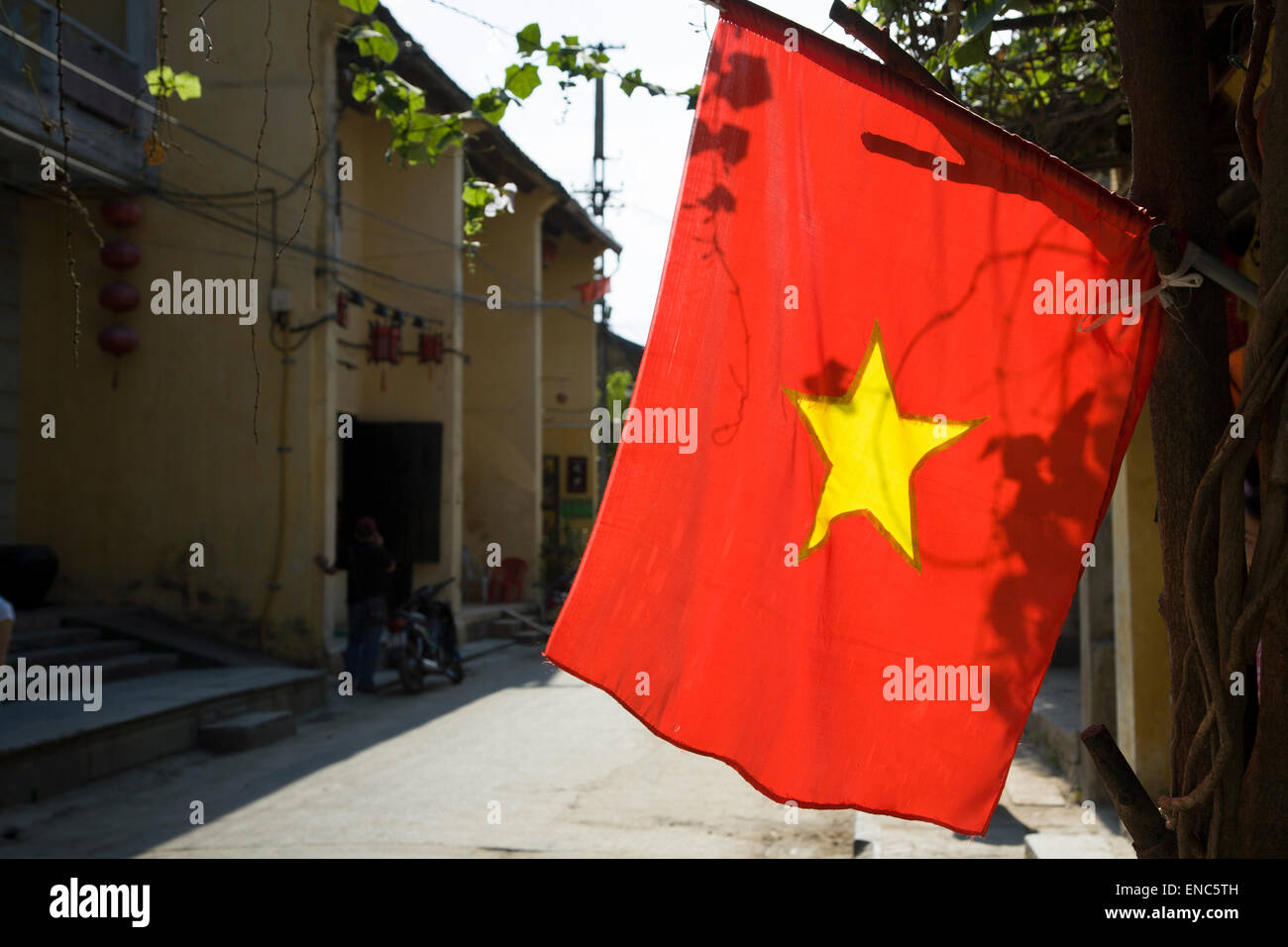Vietnamese flag in Hoi An, Vietnam Stock Photo - Alamy