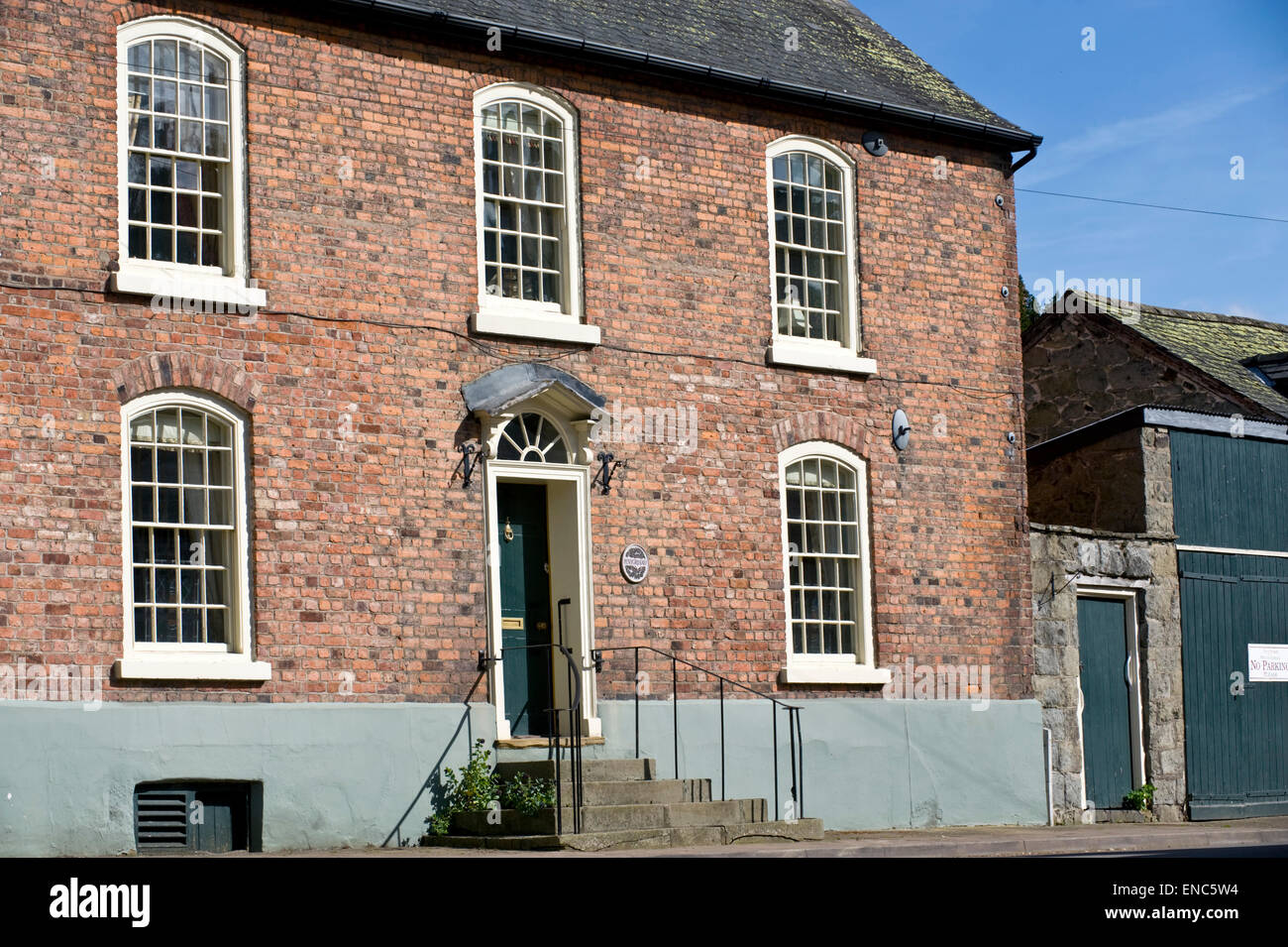 Exterior of Georgian period town house in Montgomery Powys Mid-Wales UK ...
