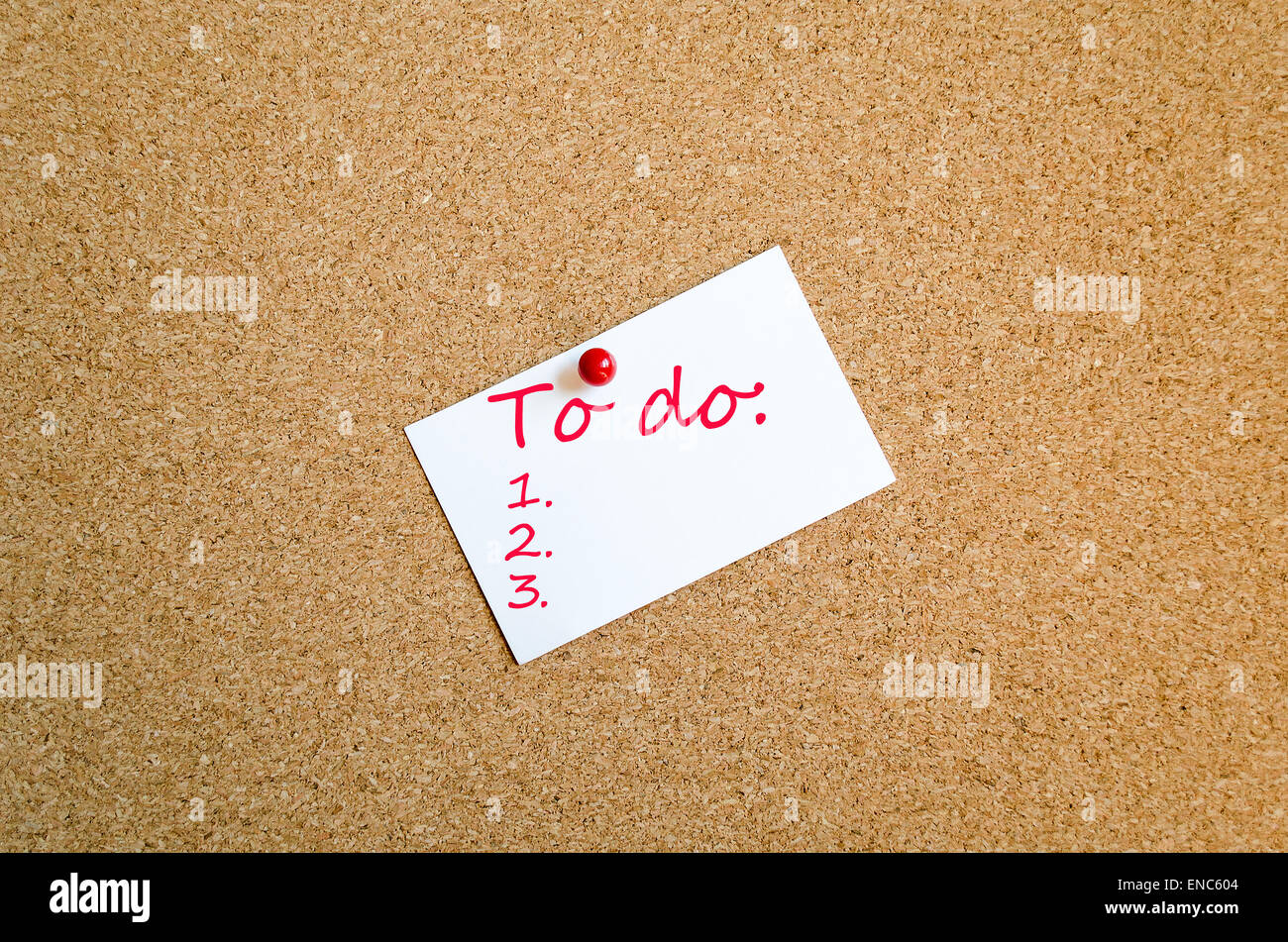 Sticky Note On Cork Board Background To Do Concept Stock Photo - Alamy