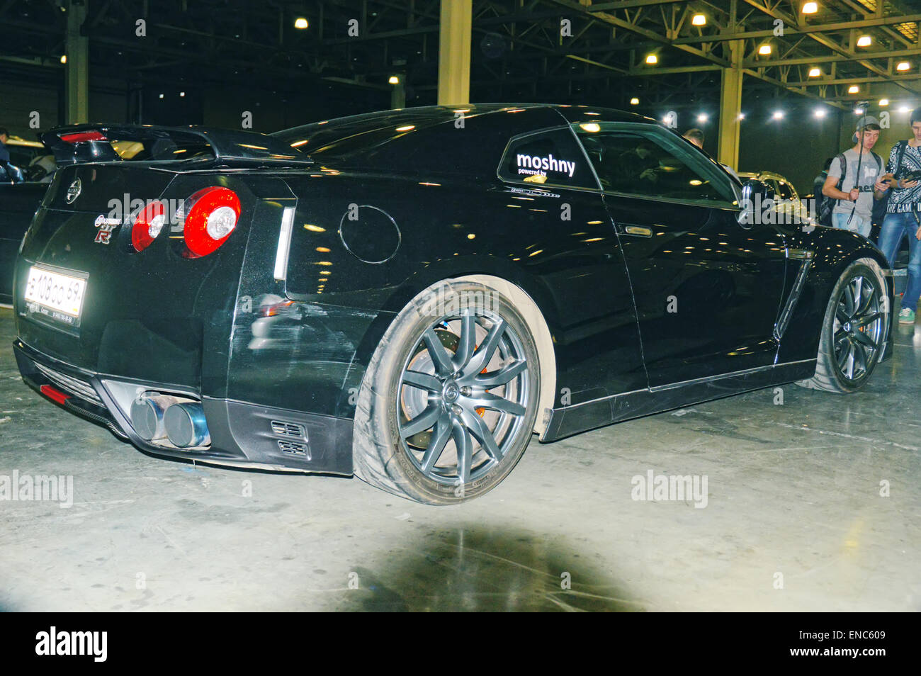 Moscow Tuning Show 2015. Nissan GTR Black Stock Photo - Alamy