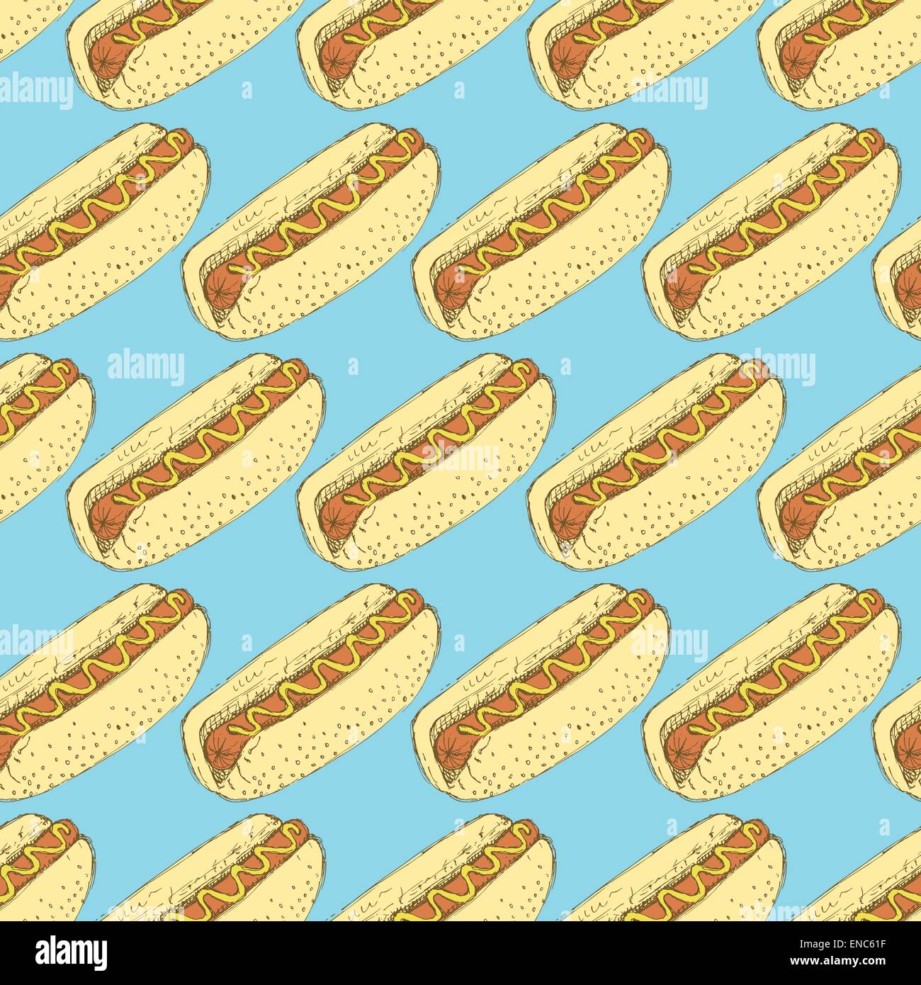 Sketch hot dog in vintage style, vector seamless pattern Stock Vector ...