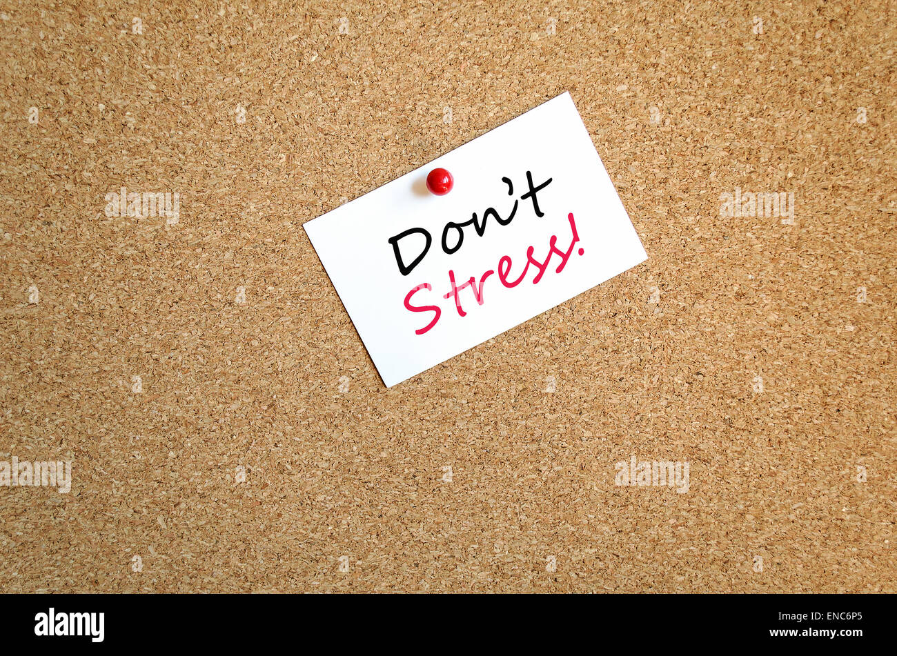 Sticky Note On Cork Board Background Don't Stress Concept Stock Photo ...