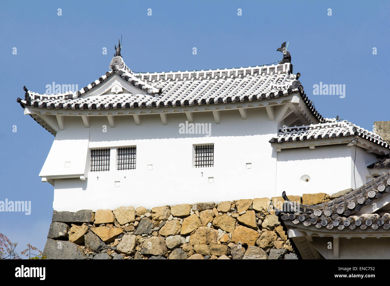 A corner turret, called the Taiko yagura with defensive stone dropping ...