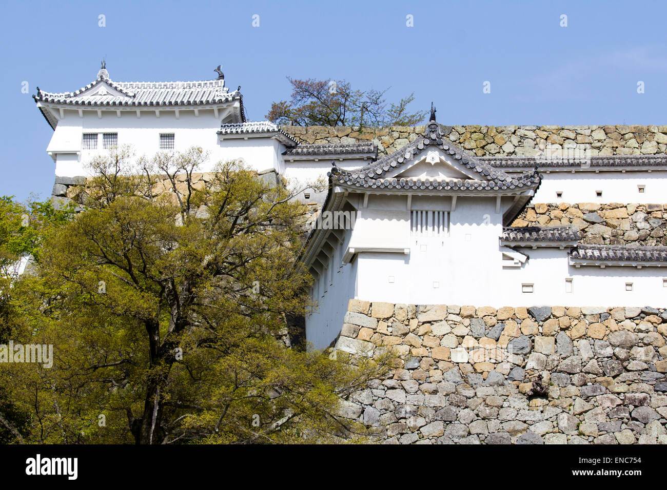 The corner Taikaku yagura, turret, with corner stone dropping hole on ...