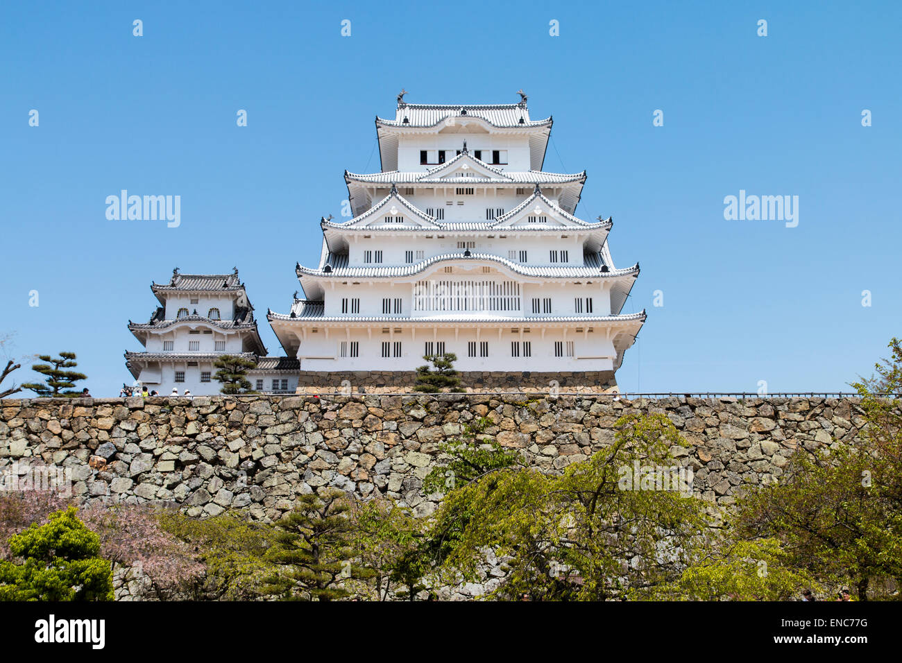 The restored Himeji castle keep as seen from the classic viewpoint from ...