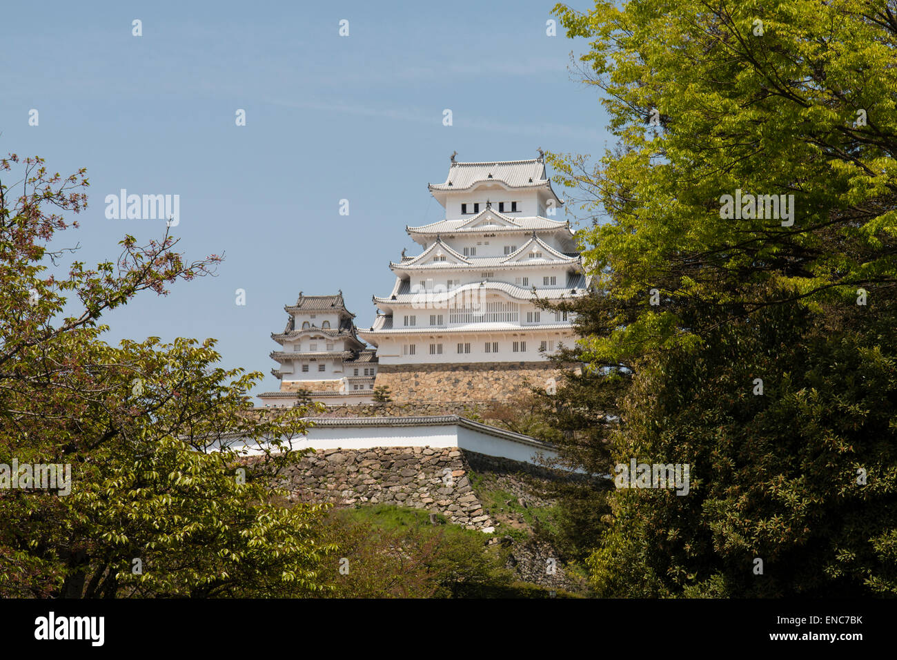 The restored Himeji castle keep as seen from the classic viewpoint from ...