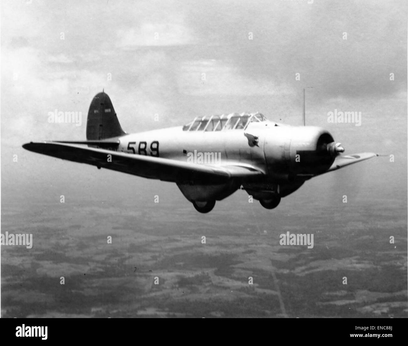 This photograph shows a Northrop BT-1, a naval dive bomber used by the ...