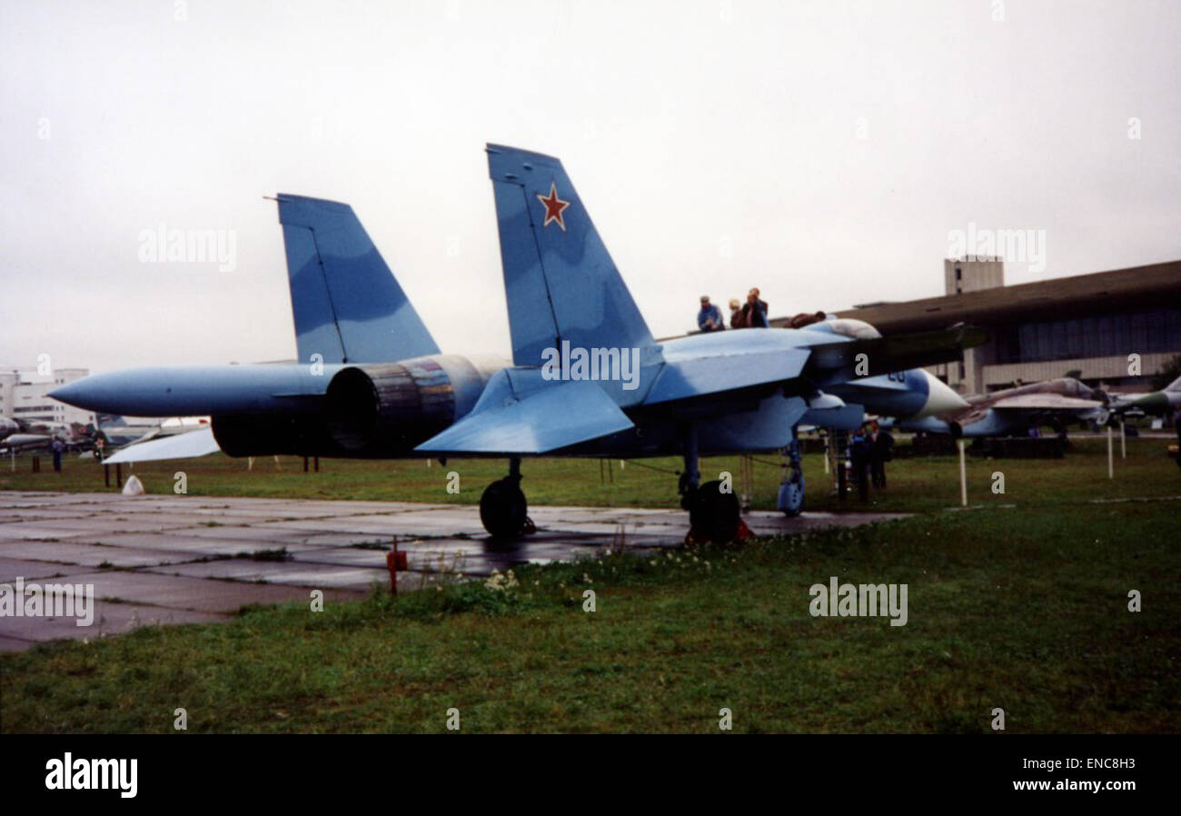A photograph of the Sukhoi Su-27, a Soviet-era multi-role fighter ...