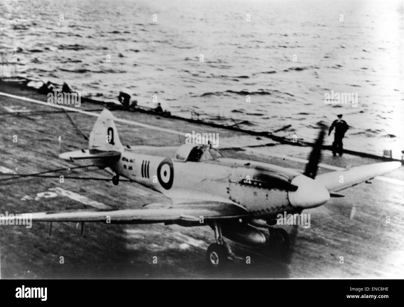 The Supermarine Seafire, a naval fighter aircraft used by the British ...