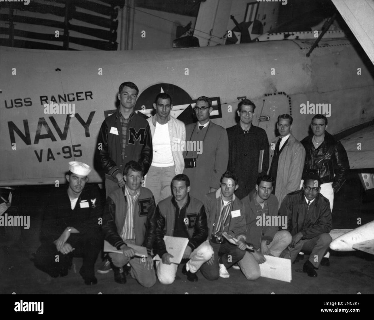 This photograph shows the interior of the USS Ranger, with Ray Wagner ...