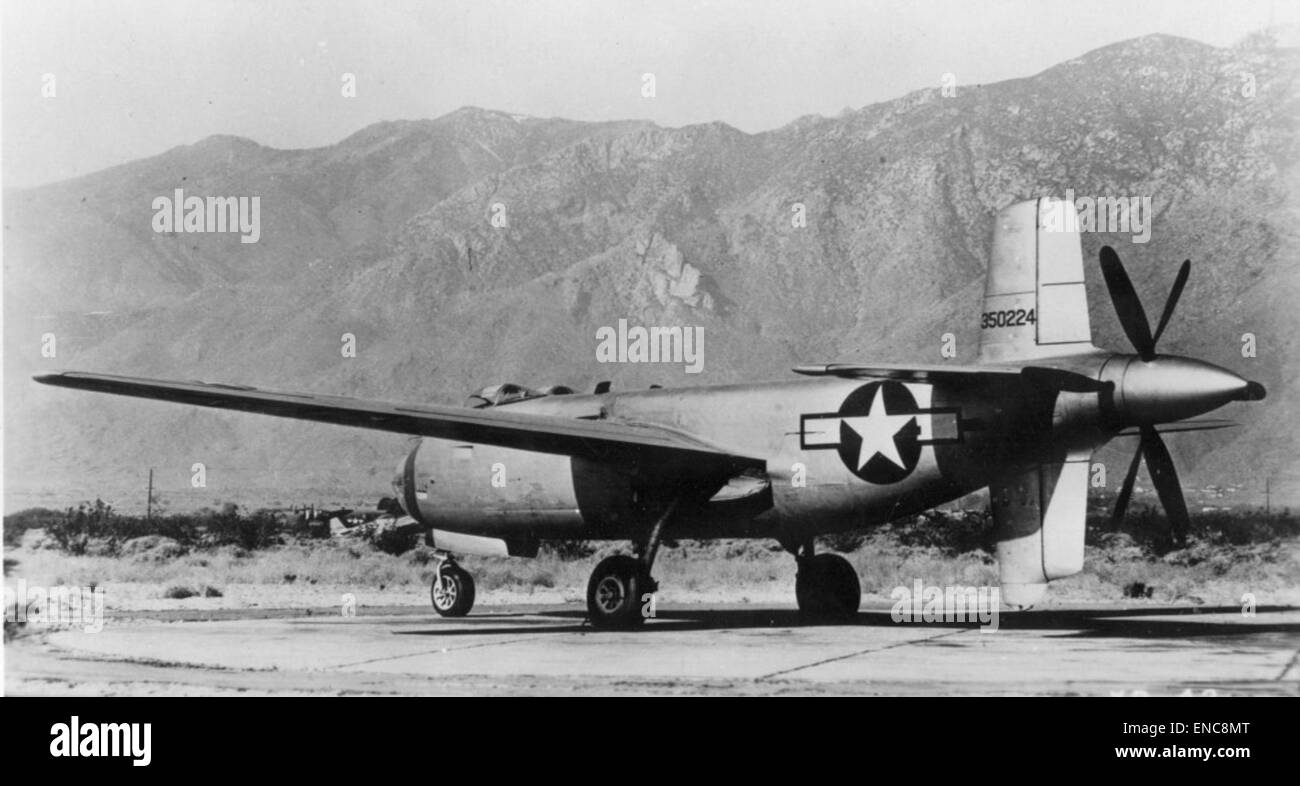 The XB-42, an experimental aircraft developed by Boeing, is showcased ...