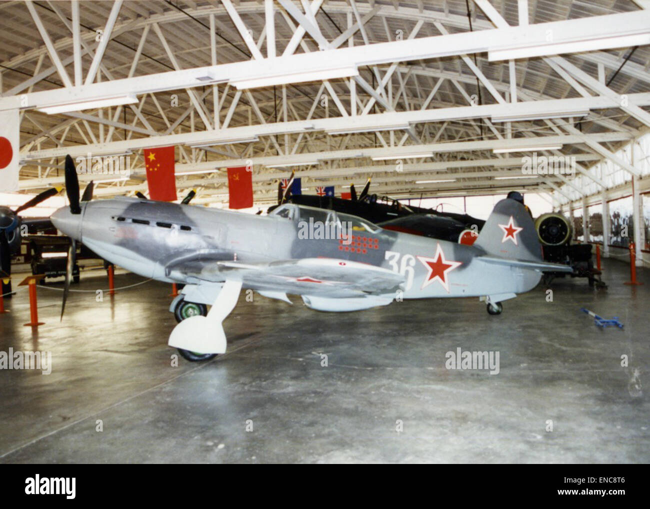 Photograph of a Yakovlev Yak-9U fighter aircraft, displayed at the ...