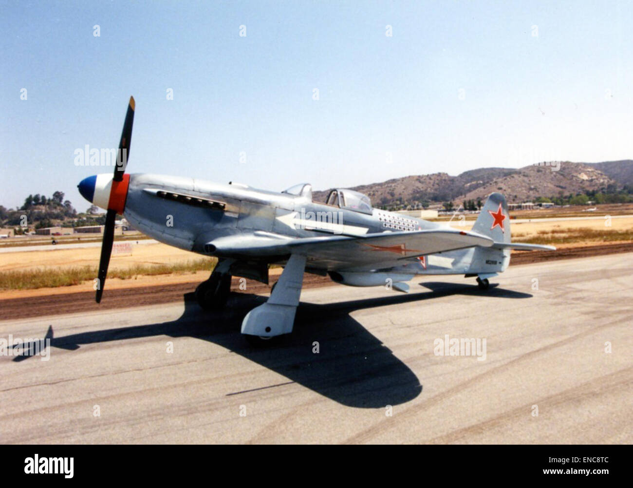 This image captures the Yakovlev Yak-9, a Soviet World War II fighter ...