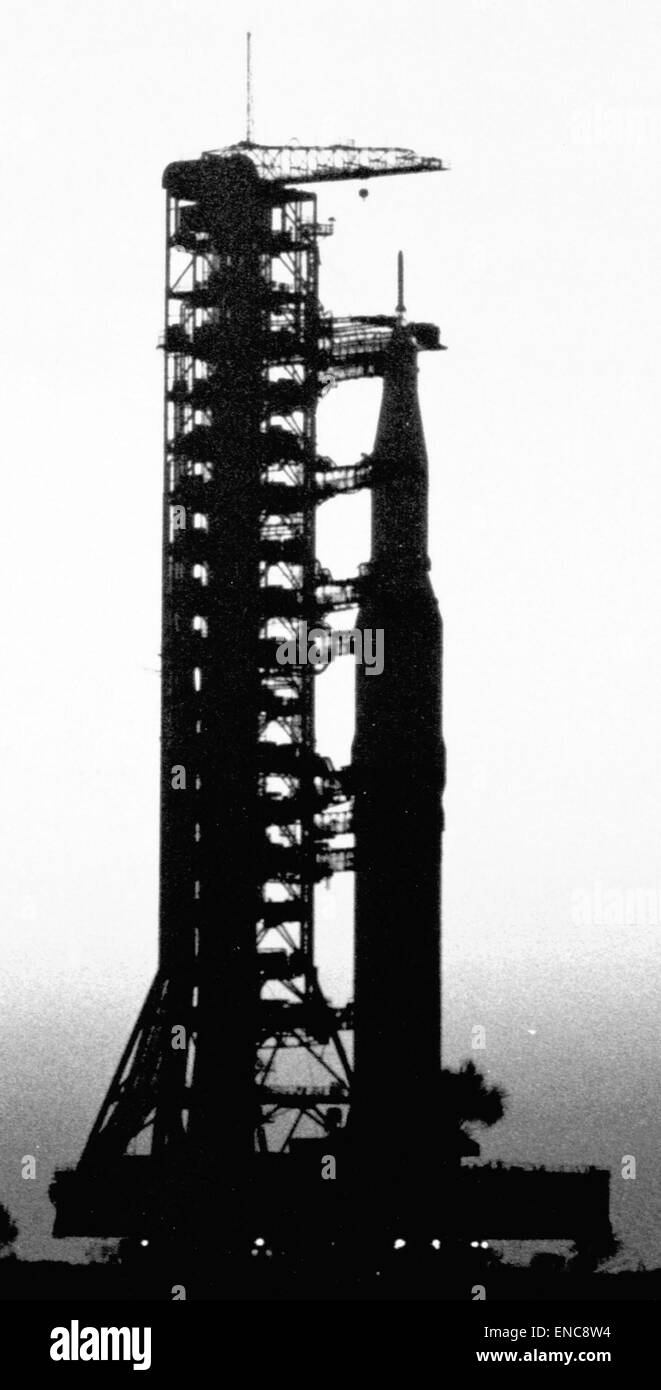 The Apollo 13 spacecraft rolls out at dawn, captured in this image ...