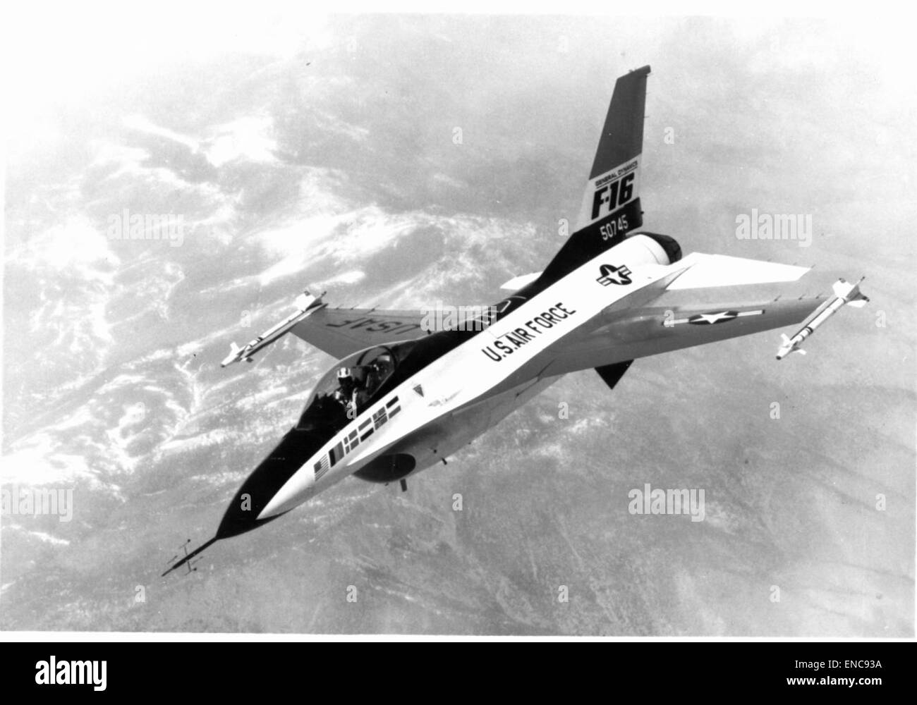 A photograph of the first YF-16, a prototype for the F-16 Fighting ...