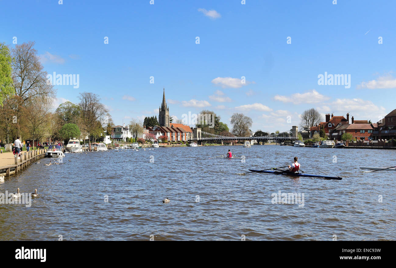 The River Thames at Marlow with Bridge and church Stock Photo - Alamy