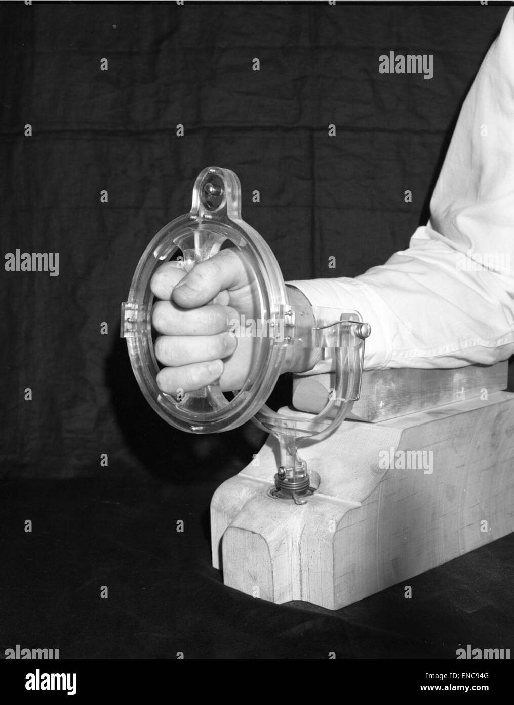 This image shows an Apollo hand controller from an Apollo spacecraft ...