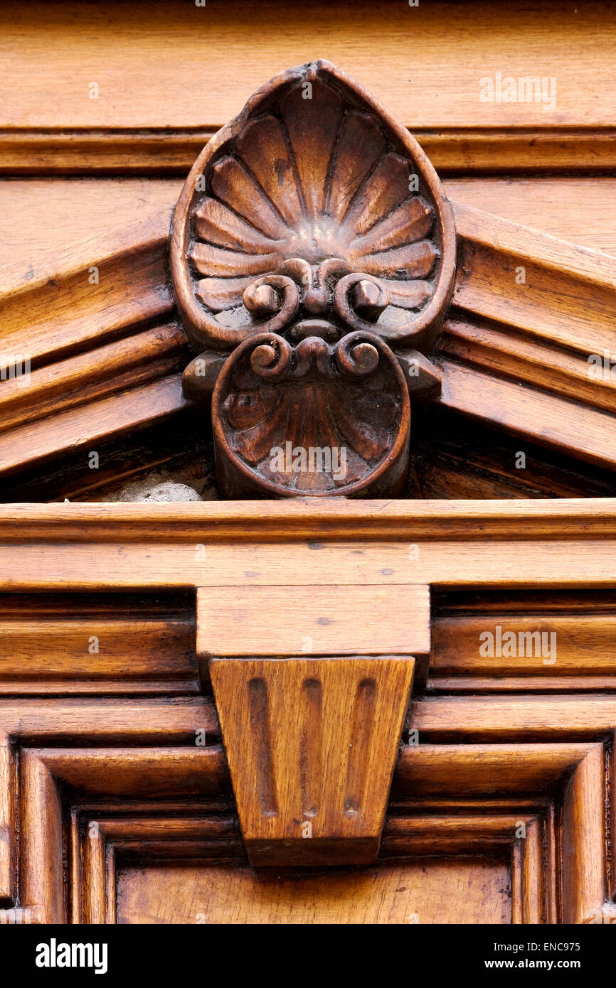 incision at the top of a closed wood door buenos aires argentina Stock ...