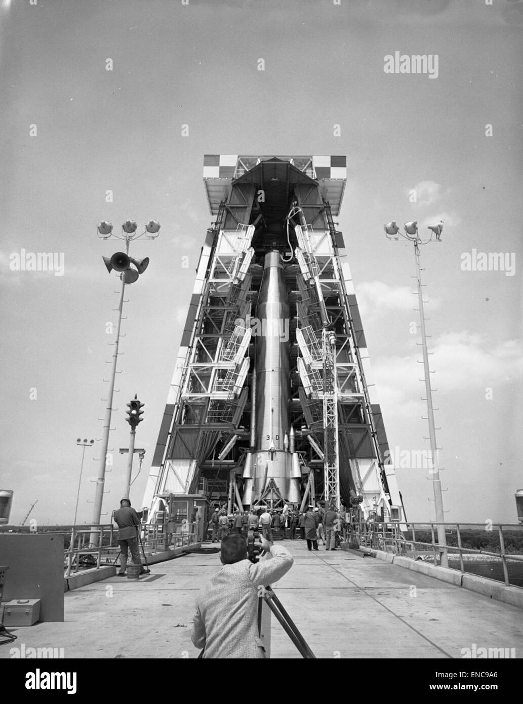 This image shows an Atlas rocket on the launch pad, captured on April ...