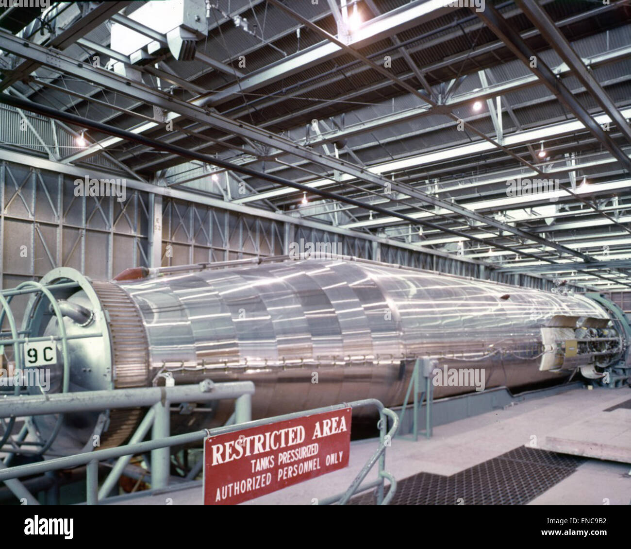 The Atlas 9C rocket is shown in the factory assembly line on February 2 ...