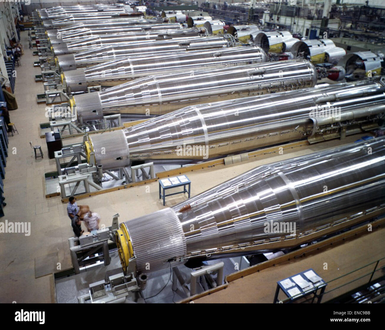 The Atlas missile assembly line, captured from a mezzanine view ...