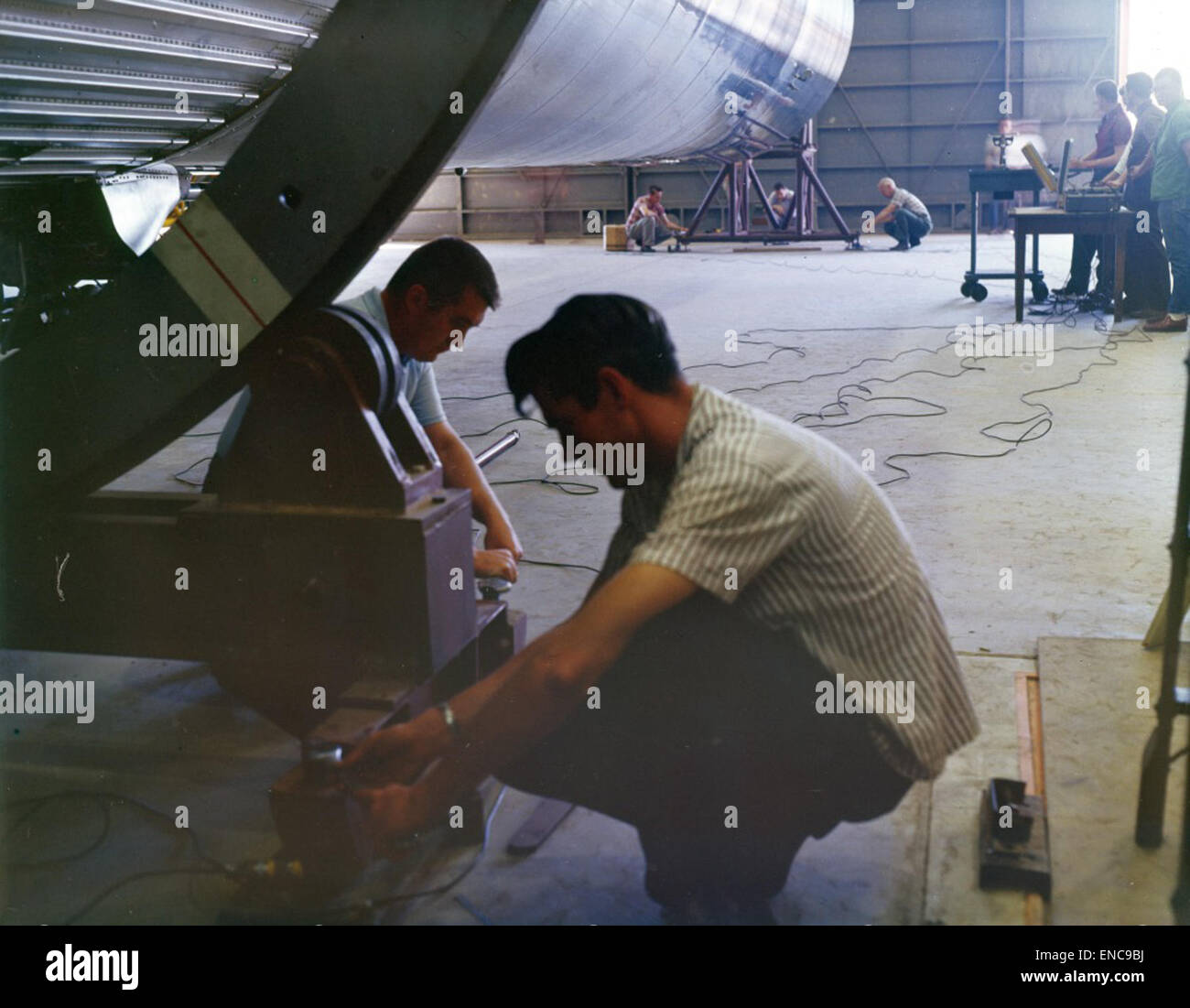 A photo of the Atlas missile assembly line on April 1, 1959, showing ...